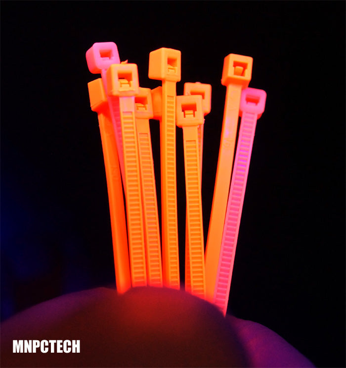UV Reactive Colored PC Cable Zip Tie Wraps (Pack of Ten) (Require UV L ...